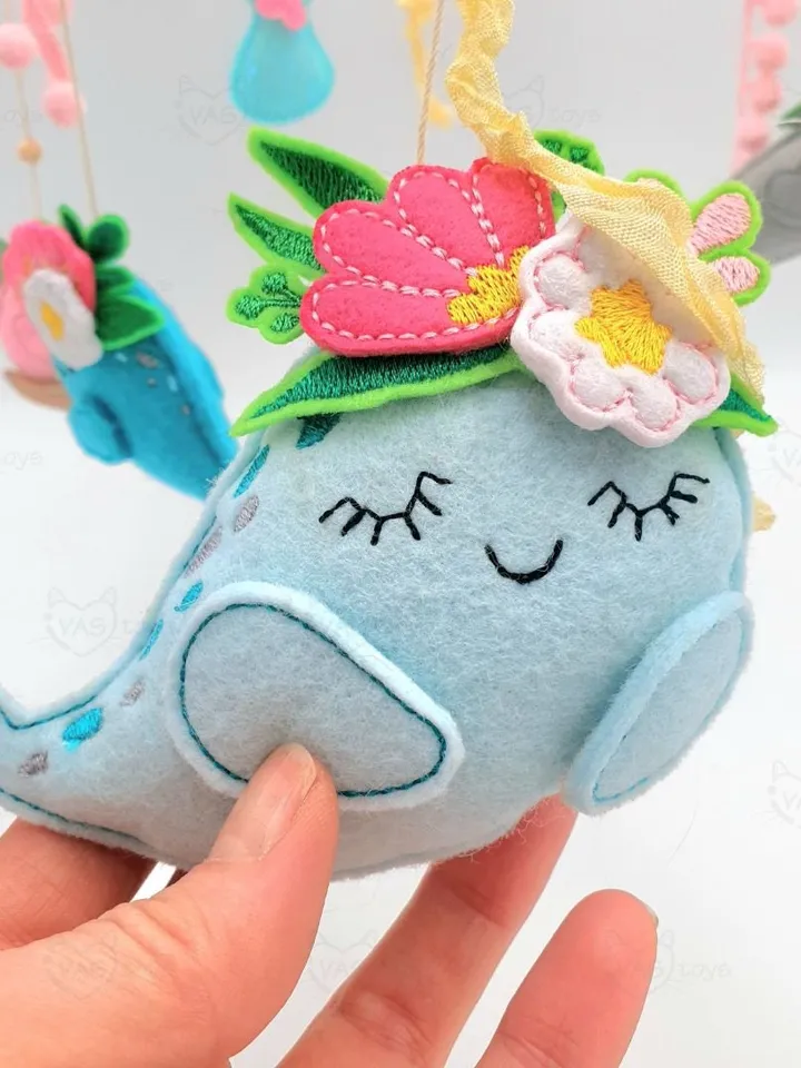 ITH Sea Animals Baby Mobile Embroidery Design Set, Felt Whales Ocean ...