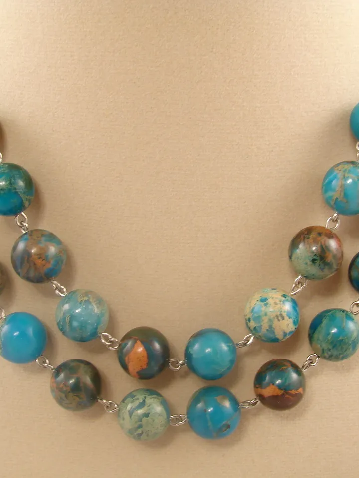Teal Variscite Imperial Jasper Necklace Turquoise Blue Stone Necklace ...