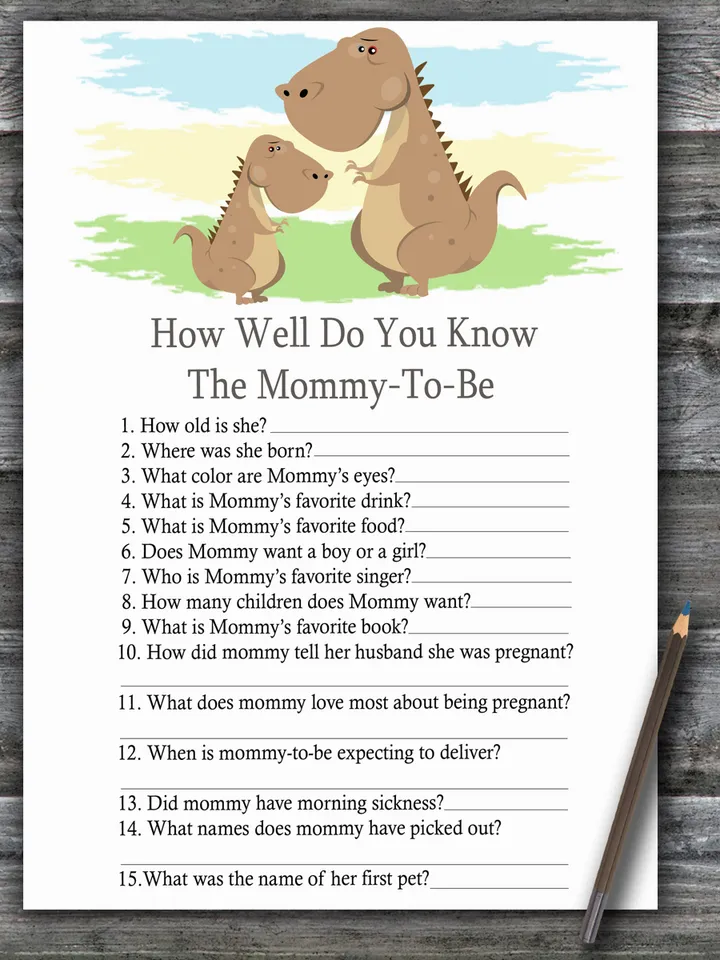 Dinosaur How well do you know baby shower game card,Dinosaur themed ...