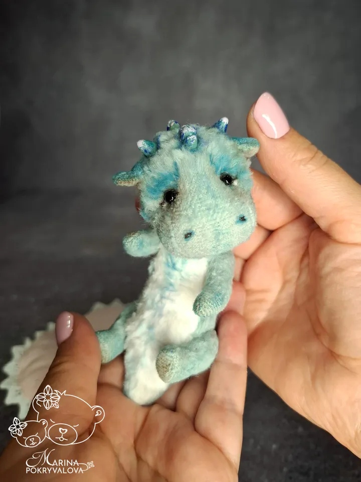Miniature dragon teddy. Cute stuffed dragon toy. Mint dragon new year ...