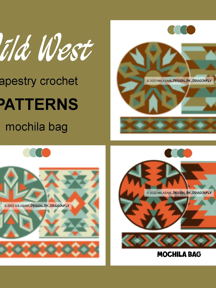 3 CROCHET PATTERNS / Tapestry crochet bag / wayuu mochila bag / SET ...