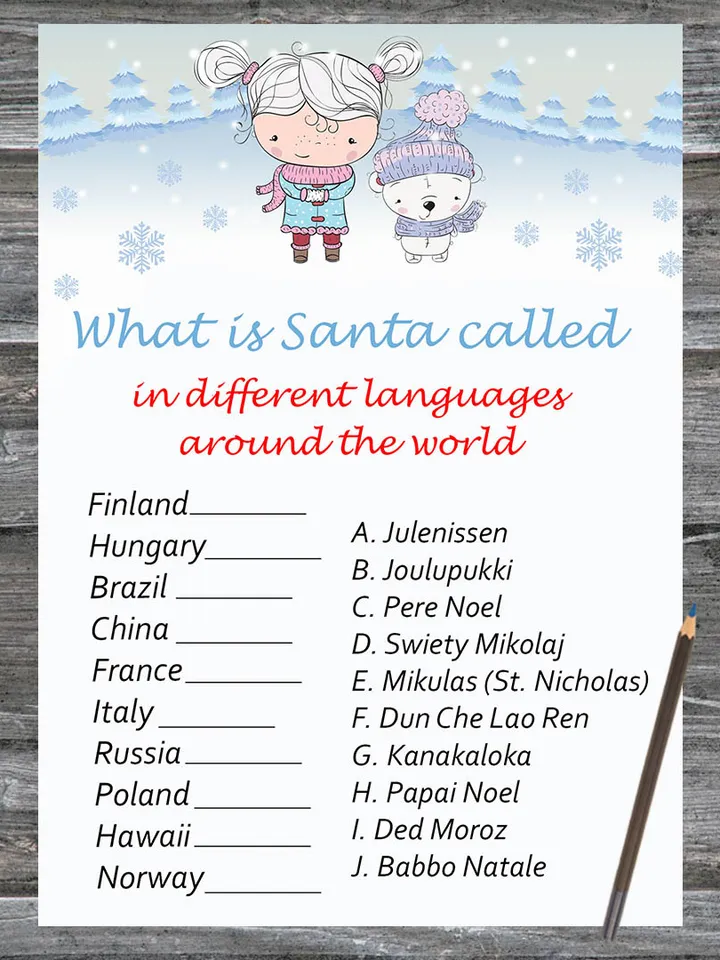 Christmas party games,Christmas Around the World Game Printable,Polar ...