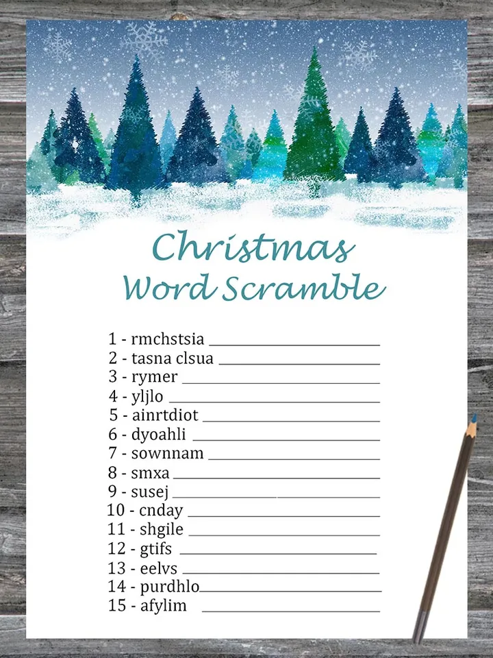 Christmas party games,Christmas Word Scramble Game Printable,Winter ...