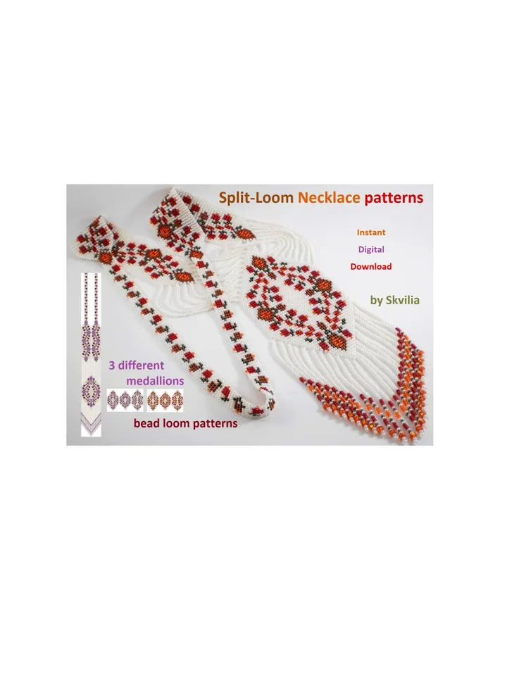 Bead loom patterns, schemes for a Split-Loom Necklace, Beading Loom ...