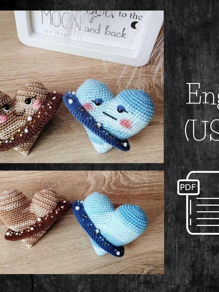 Сrochet hearts Jupiter & Neptune Planet heart amigurumi pattern Heart ...
