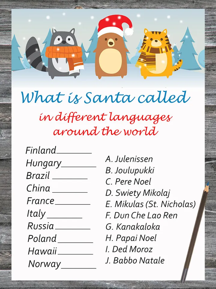 Christmas party games,Christmas Around the World Game Printable,Winter ...