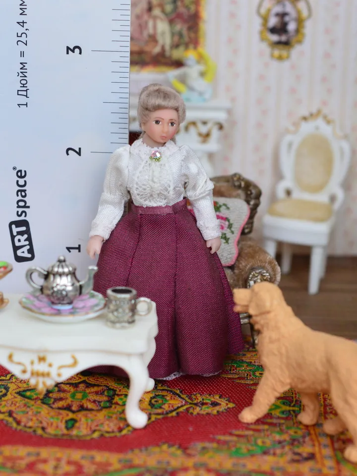 Miniature lady doll in 1 24 scale. A doll for a Victorian dollhouse