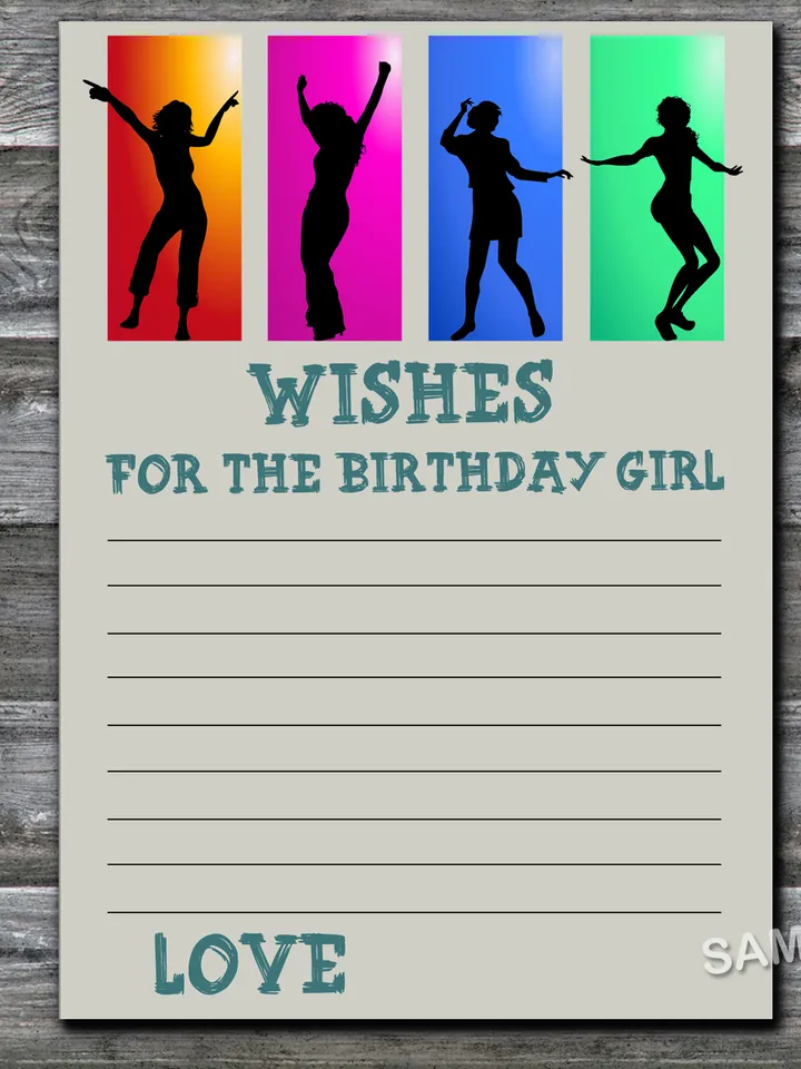 Dance party Wishes for the birthday girl,Adult Birthday party game-fun ...