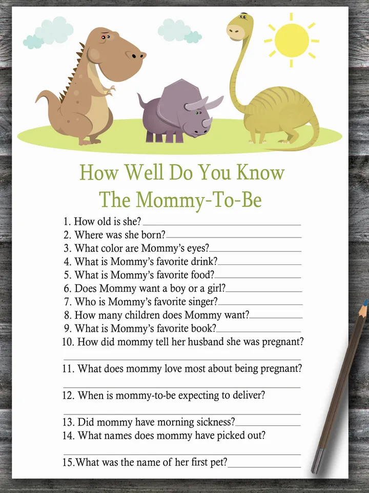 Dinosaur How well do you know baby shower game card,Dinosaur Baby ...