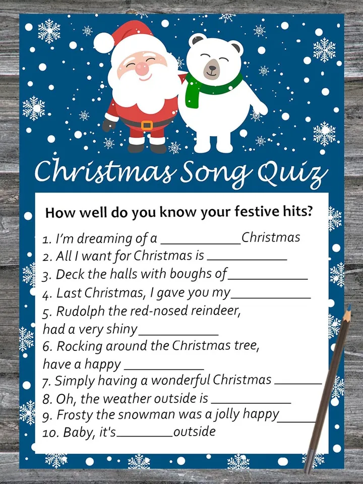 Christmas party games,Christmas Song Trivia Game Printable,Santa claus ...