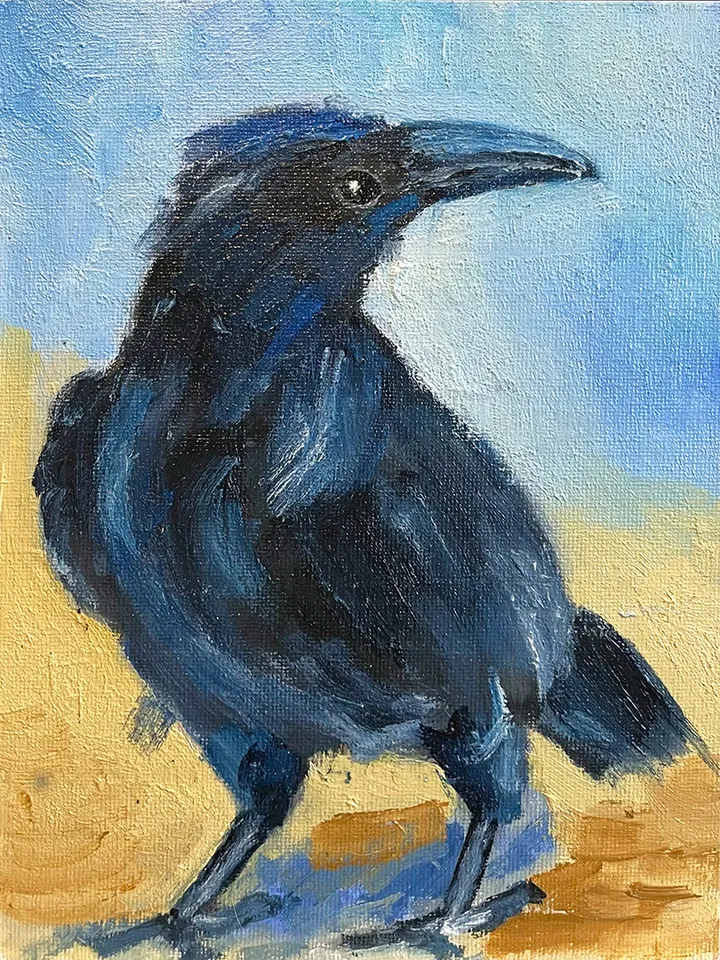 Raven Painting, Original Bird Oil Painting, Framed Artwork $68.00 | Buy ...