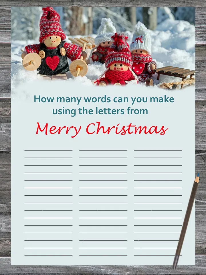 Christmas party games,How Many Words Can You Make From Merry Christmas ...