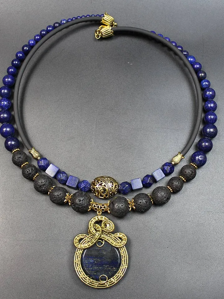 Handmade necklace made of natural stones $110.00 | Buy online with delivery