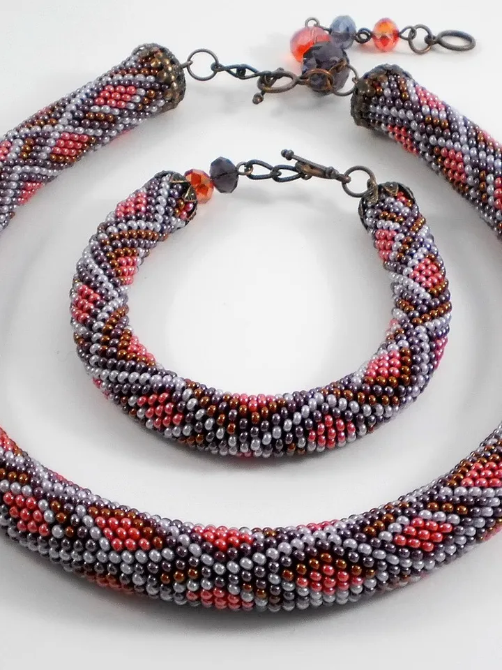 Bead Crochet rope patterns "Berry geometry" necklace and bracelet $5.00 ...