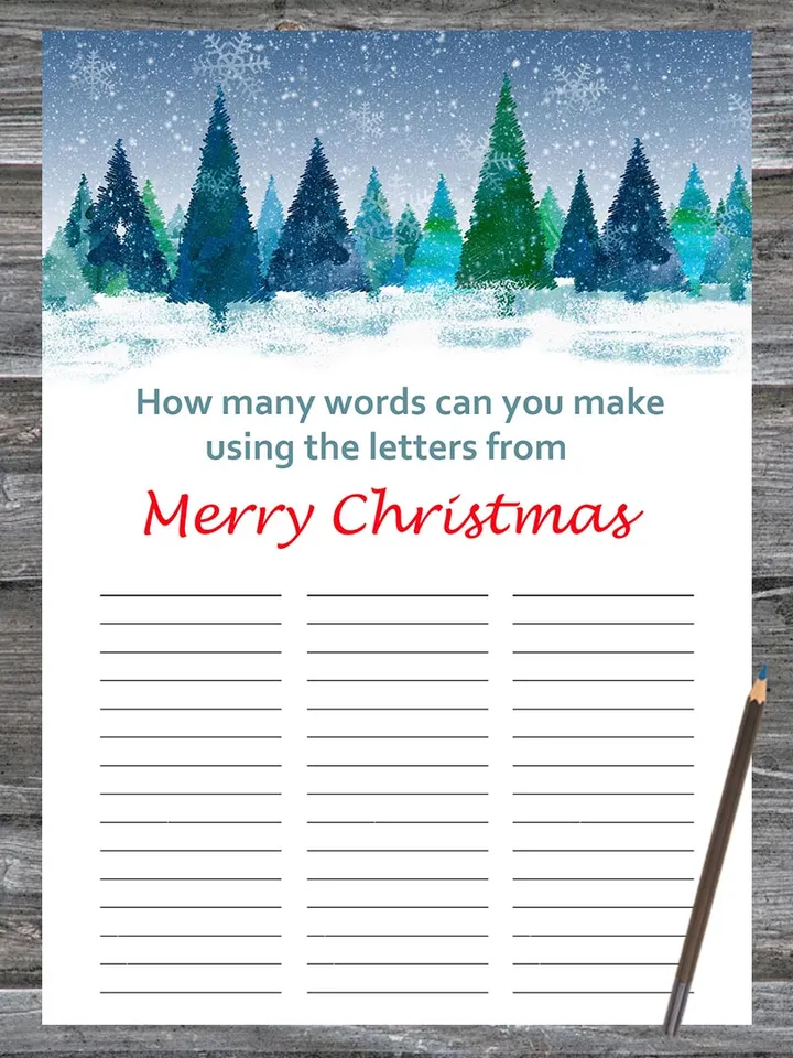 Christmas party games,How Many Words Can You Make From Merry Christmas ...