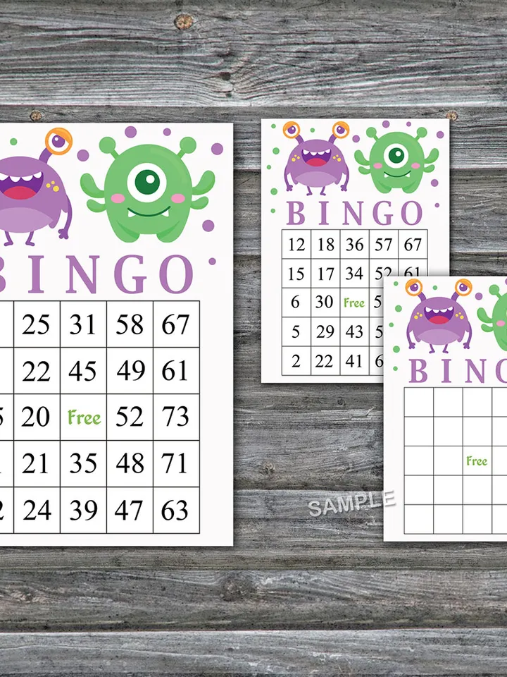 Monster bingo cards,Funny Monster bingo game,Monster Printable bingo ...