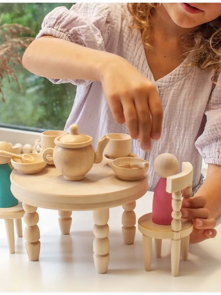 Children's set of dishes, wooden furniture for dolls, 13 items $79.00 ...