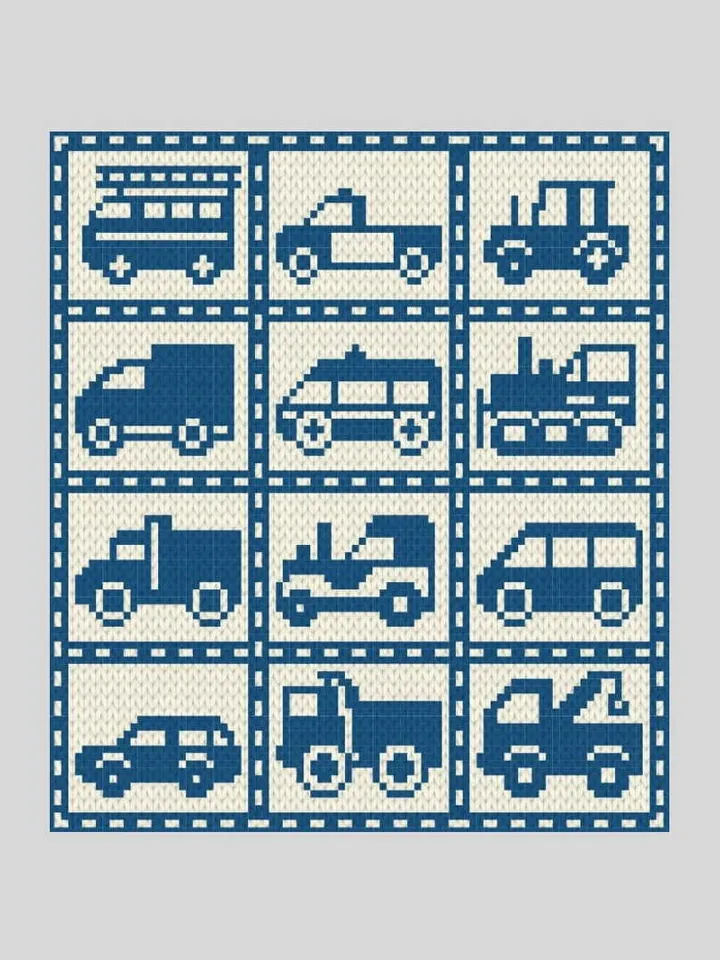 Loop yarn Finger knitted Cars Collection blanket pattern $7.00 | Buy ...
