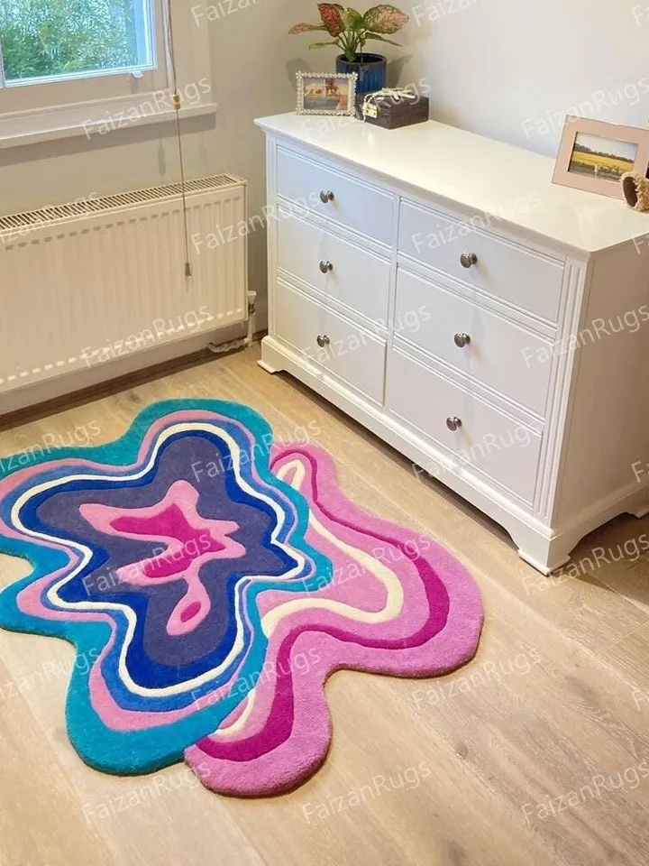 Franky Stunning Pink Hand Tufted 100% Pure Woolen Area Rug For Hall ...