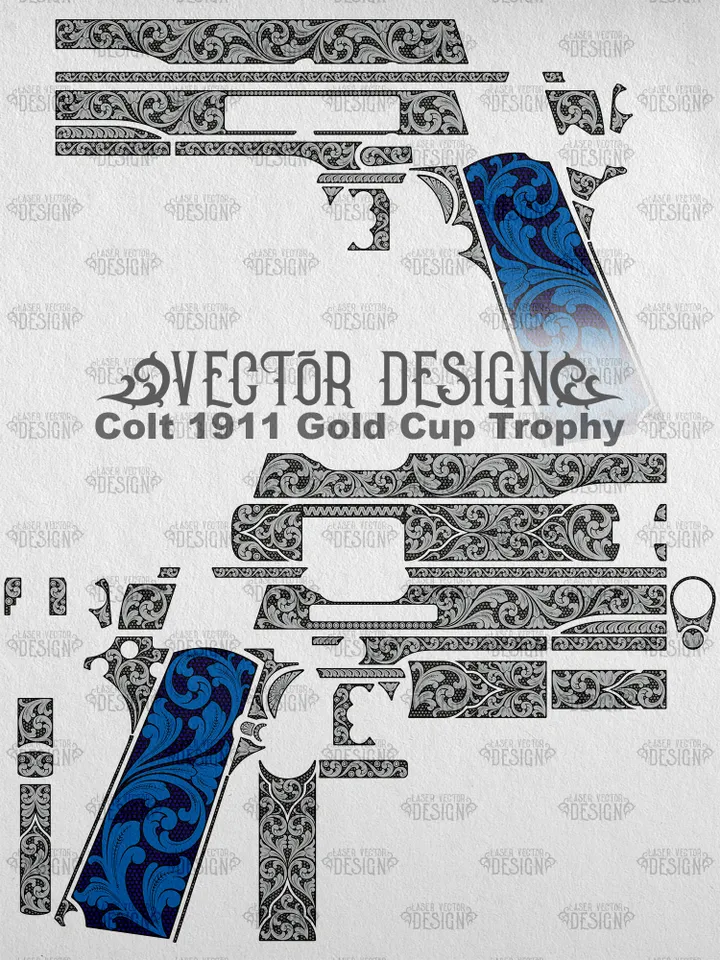 VECTOR DESIGN Colt 1911 Gold Cup Trophy Scrollwork