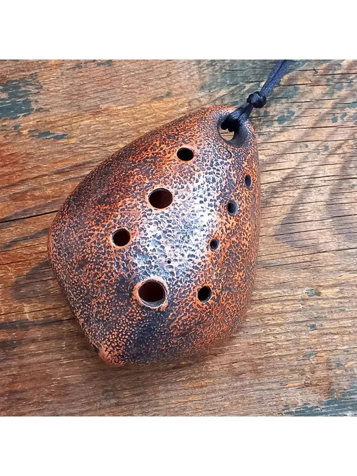 Druid flute "Element of Fire" red inlay / natural major ocarina ...