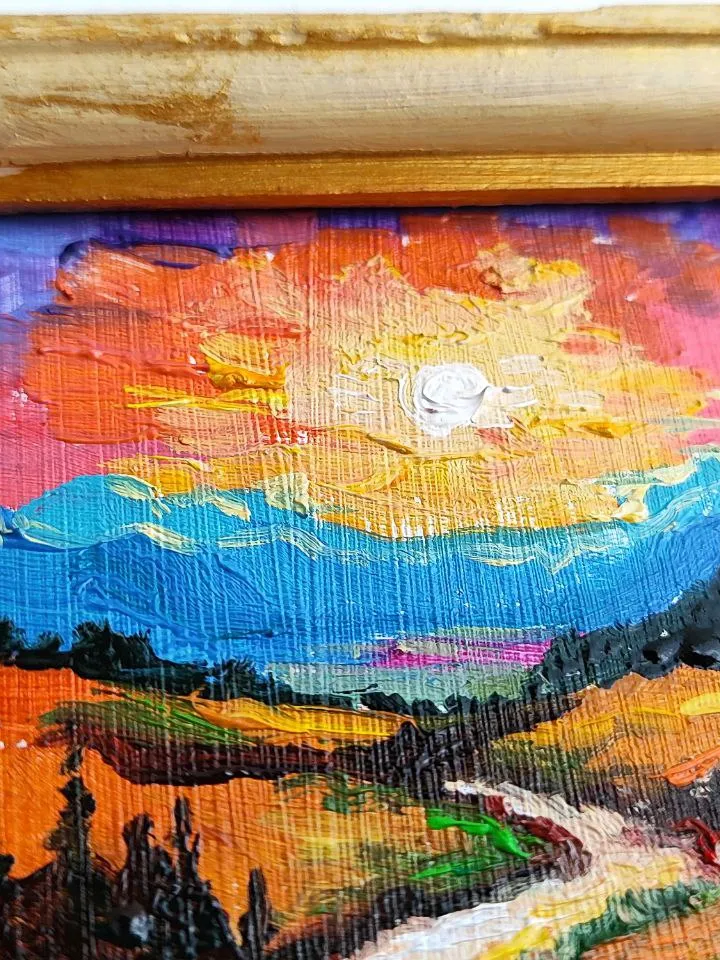 Vivid landscape painting original oil art road sunset 8 by 8 cm $45.00 ...