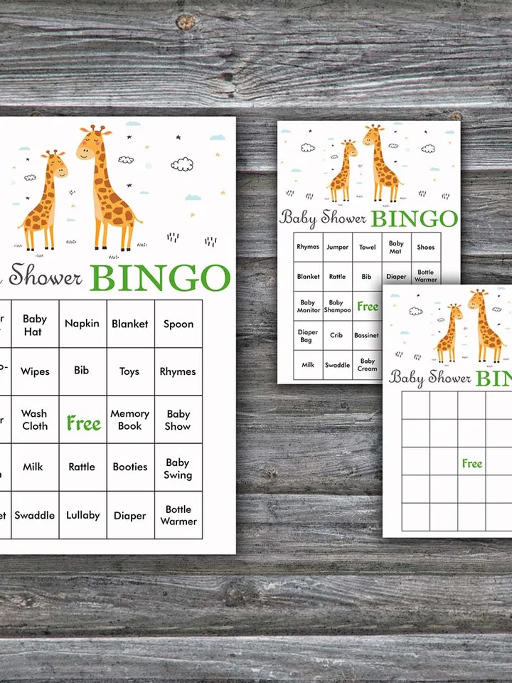 Safari theme Baby Shower Bingo Cards,Giraffe Baby Shower Bingo Games ...