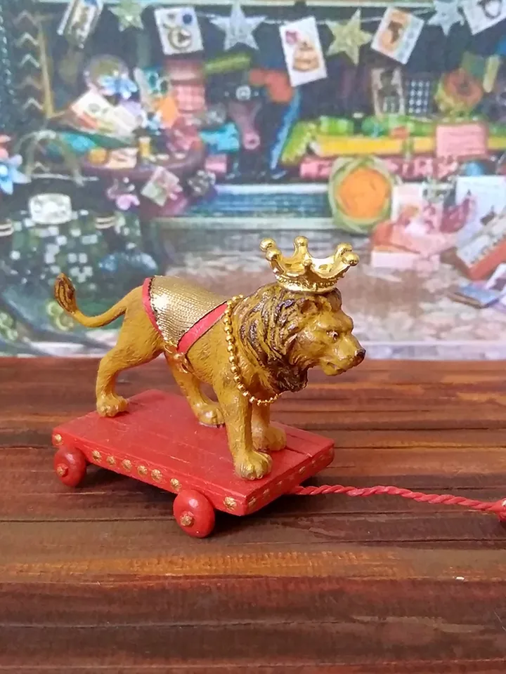 Lion on a cart. Doll toy.1:12 scale. $25.00 | Buy online with delivery