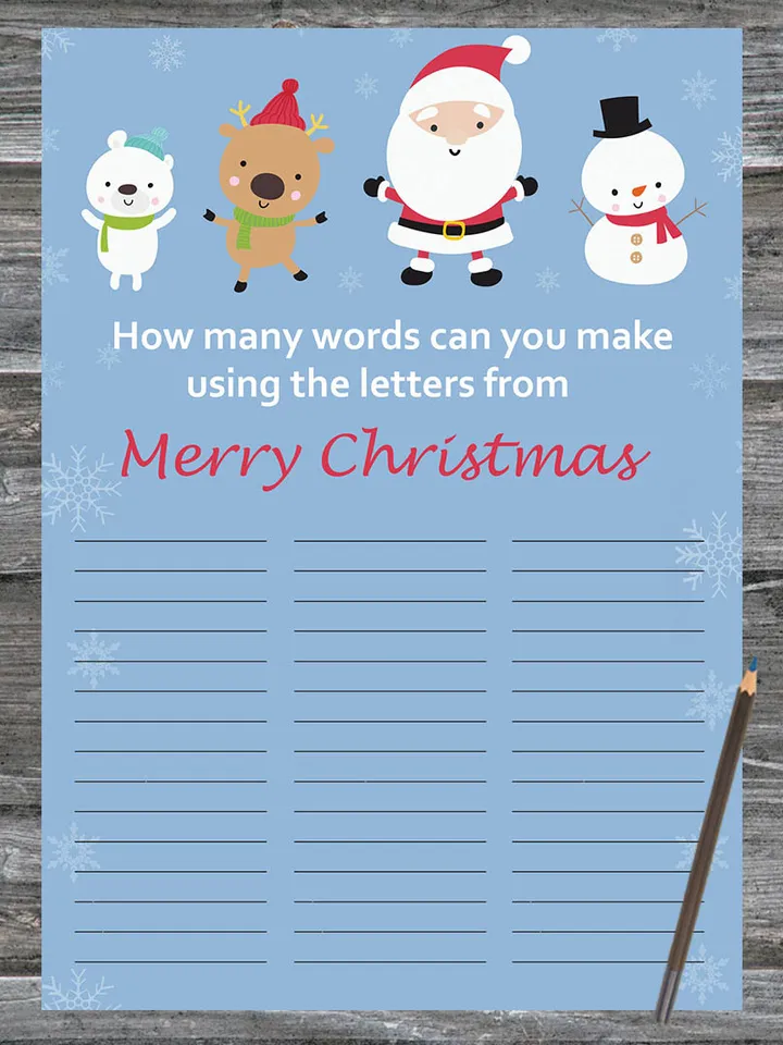 Christmas party games,How Many Words Can You Make From Merry Christmas ...