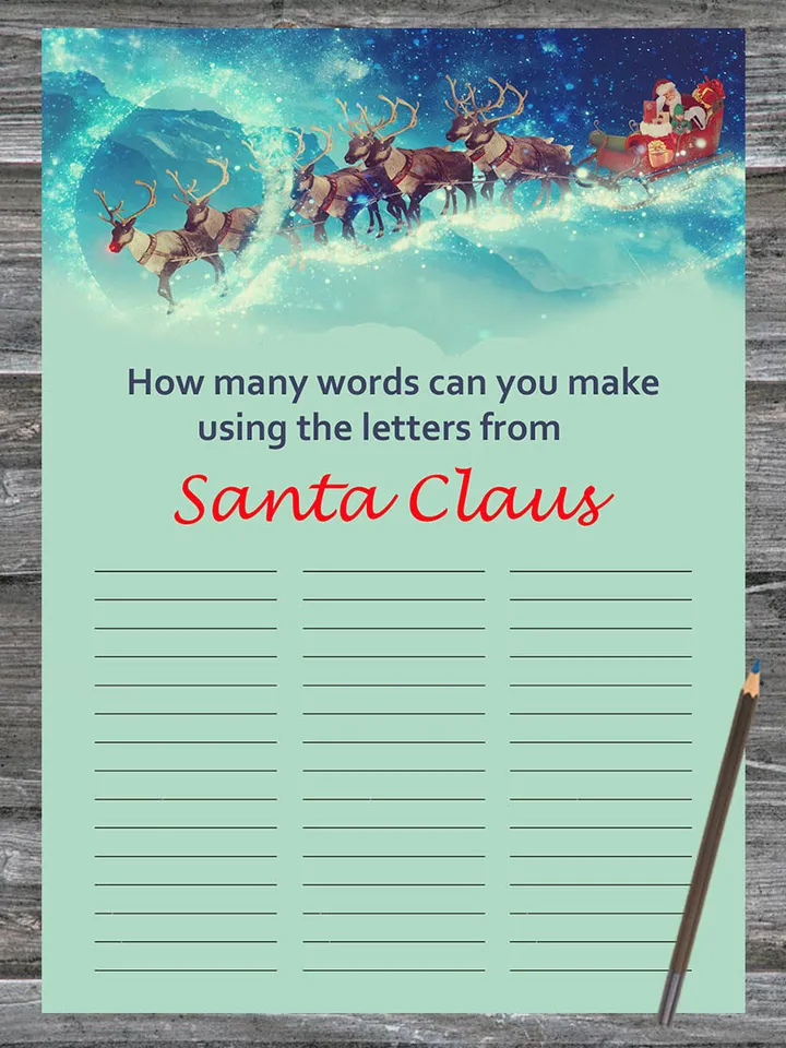Christmas party games,How Many Words Can You Make From Santa Claus ...