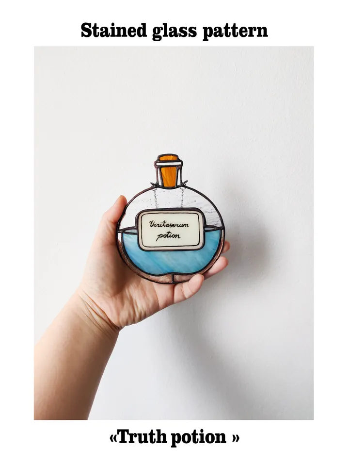 Digital stained glass pattern, Printable pattern, Stained glass ...