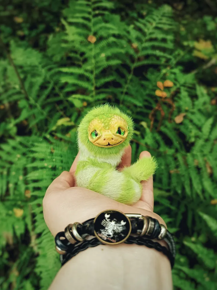 Miniature handmade stuffed art toy cute creature Fluffy snake $85.00 ...