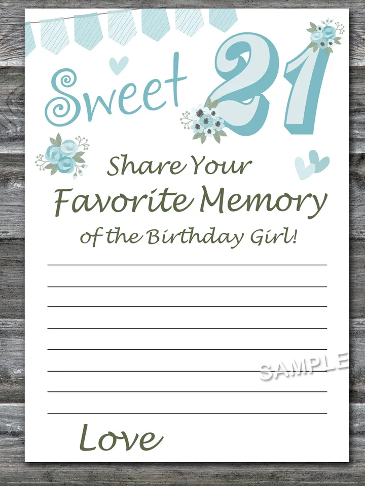 Sweet 21st Favorite Memory of the Birthday Girl,Adult Birthday party ...