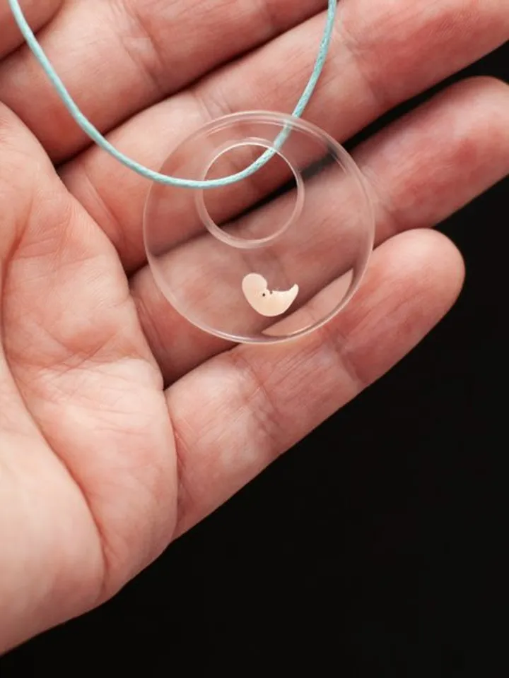 Embryo 5-6 weeks, 5 weeks pregnant, pendant, bereavement fetus, cast in ...