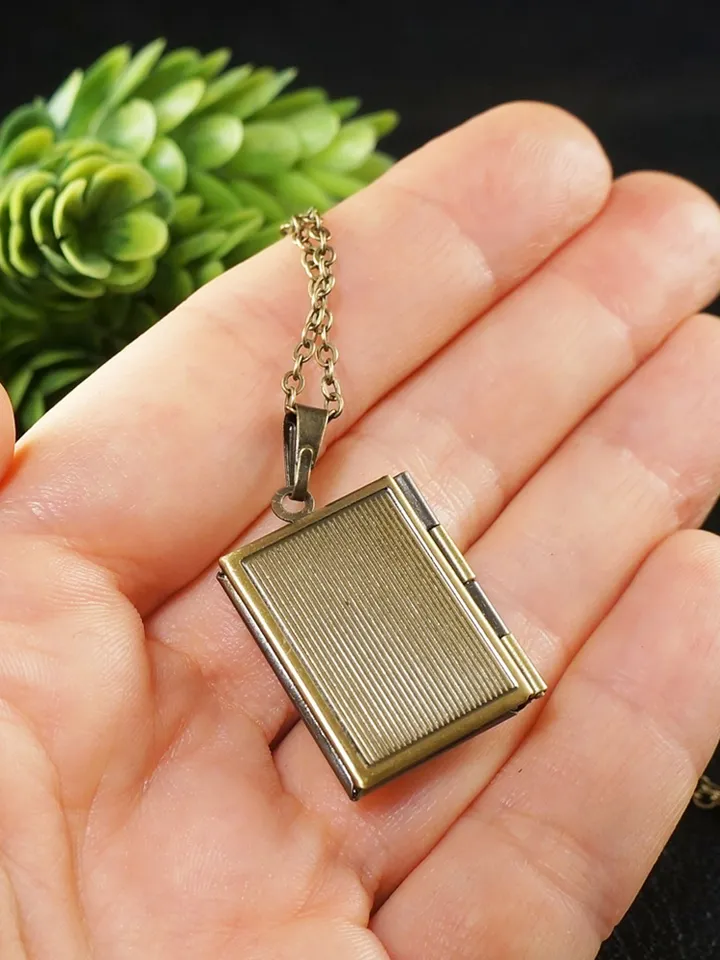 Steampunk Locket Necklace Rectangle Watch Parts Gears Pendant Necklace ...