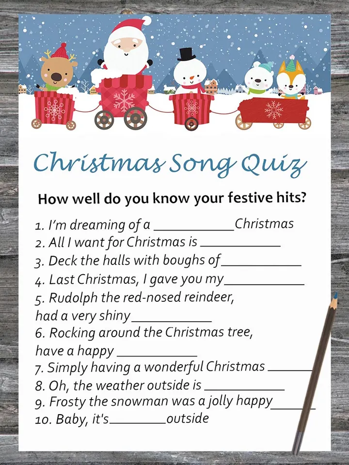 Christmas party games,Christmas Song Trivia Game Printable,Santa claus ...