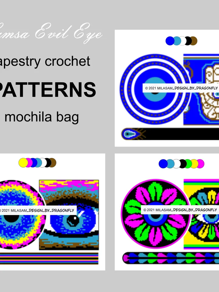 Wayuu mochila bag patterns / SET of 3 tapestry crochet BAG patterns ...