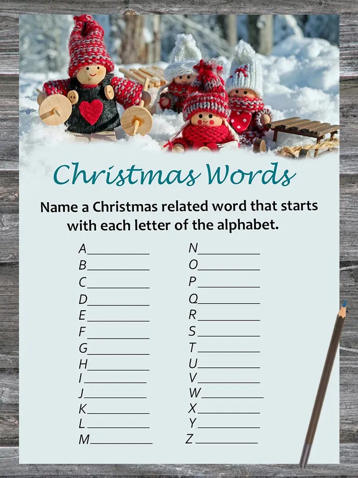 Christmas party games,Christmas Word A-Z Game Printable,Christmas ...