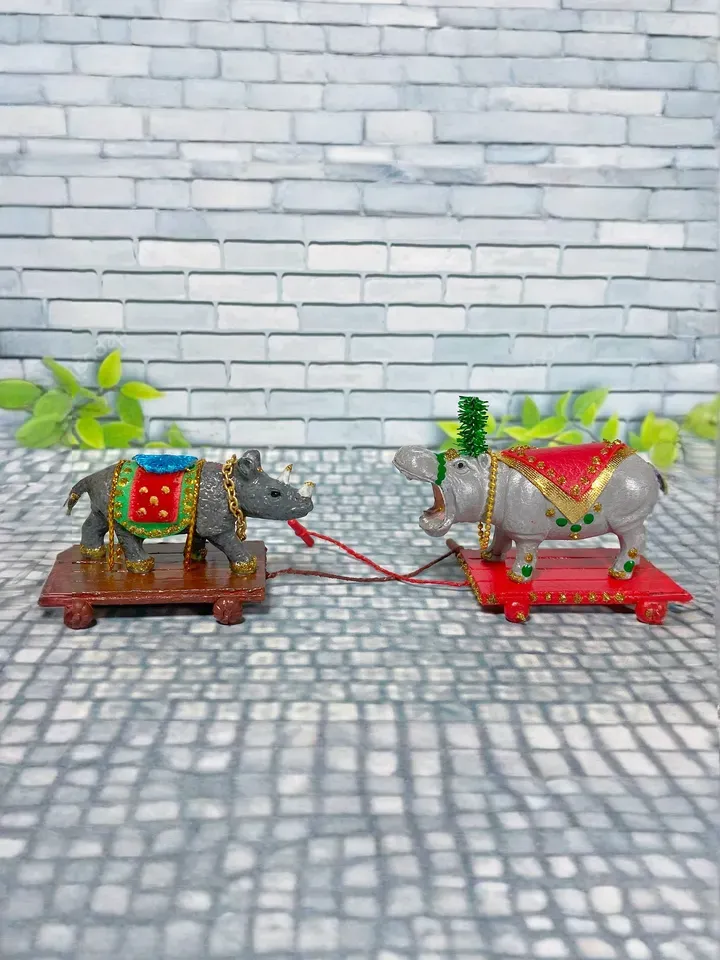 Doll toy. Vintage animals on carts. 1:12. Dollhouse miniature. Handmade ...