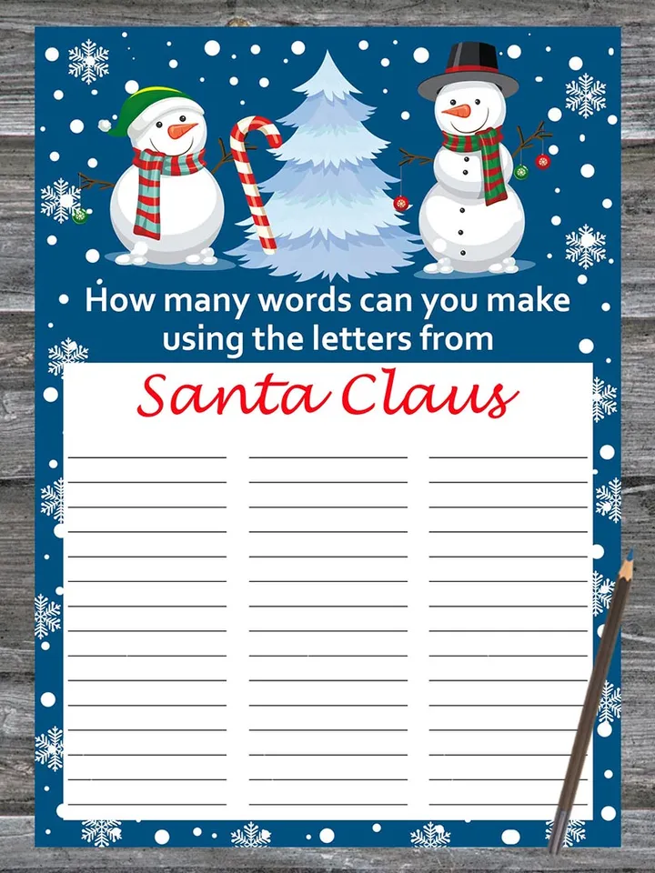 Christmas party games,How Many Words Can You Make From Santa Claus,Cute ...