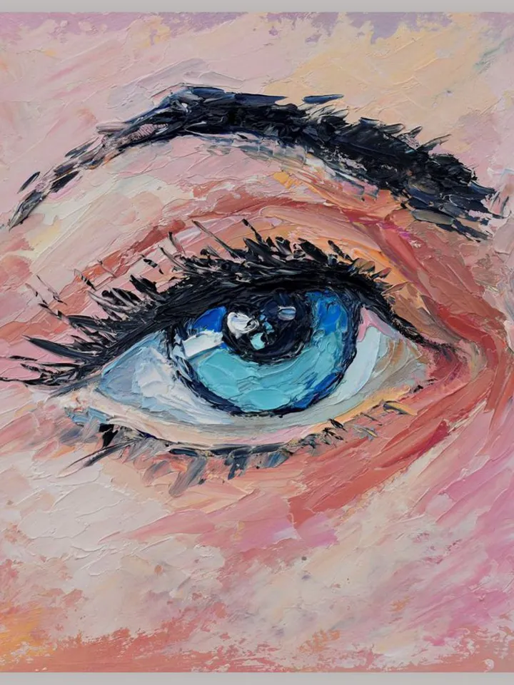 Blue eye painting original art Portrait painting 6 by 6 inch art of the ...