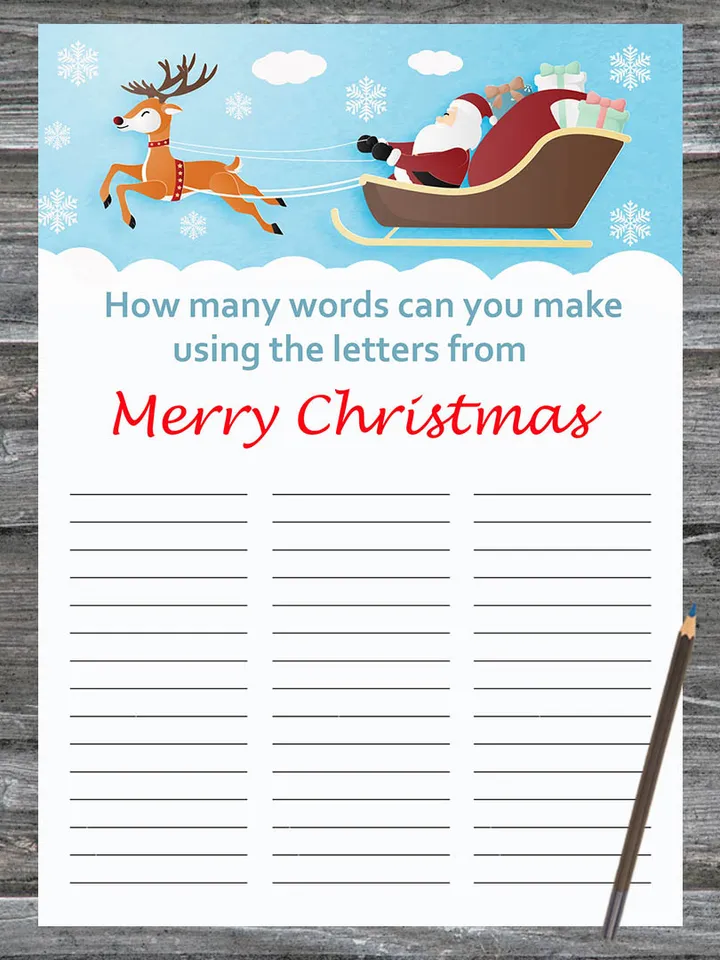Christmas party games,How Many Words Can You Make From Merry Christmas ...