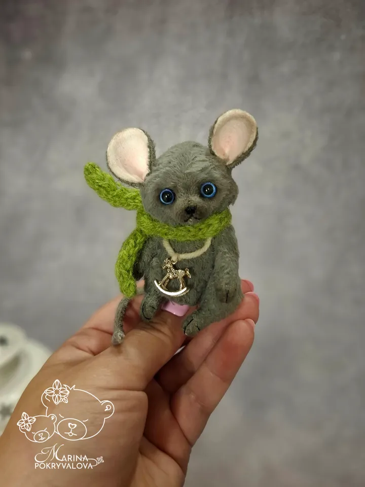 Miniature mouse teddy toy. Cute mouse handmade gift. $115.00 | Buy ...
