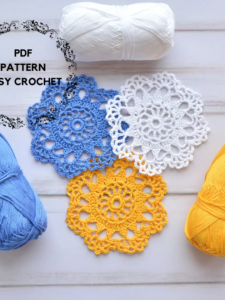 Crochet Coasters Pattern, Spring coasters, Gift for mom, Beginner ...