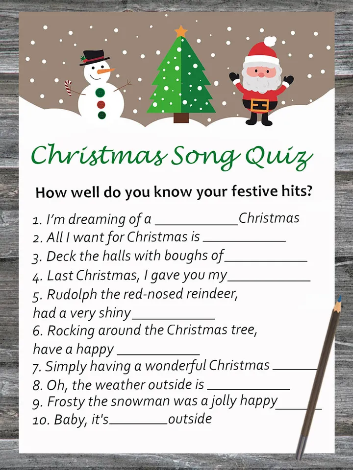 Christmas party games,Christmas Song Trivia Game Printable,Santa Claus ...