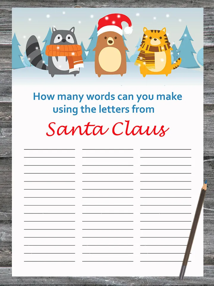 Christmas party games,How Many Words Can You Make From Santa Claus ...