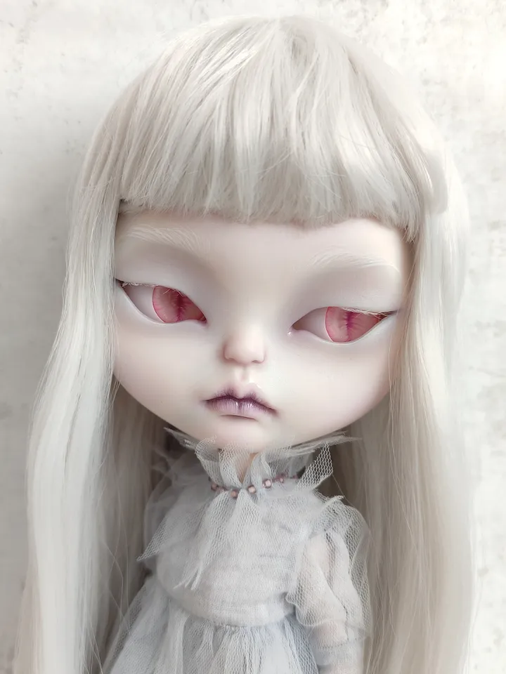 Blythe custom doll, asian blythe doll, grey hair, horror blythe, spooky ...