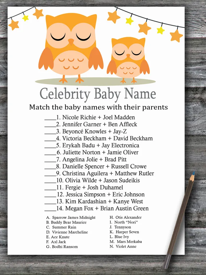 Owl Baby Shower Game Cards