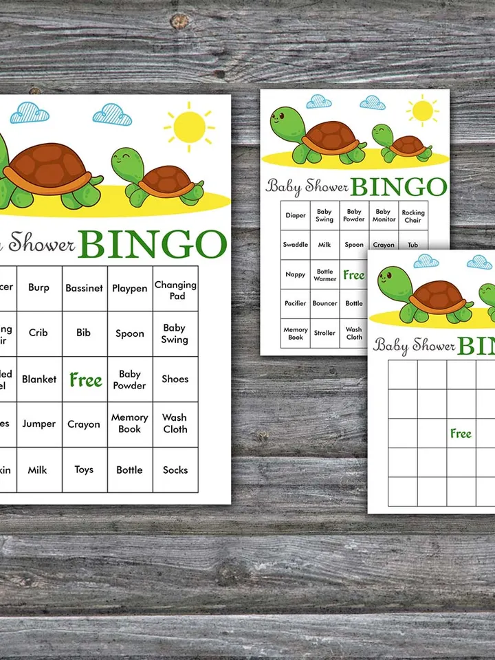 Cute Turtle Baby Shower Bingo Cards,Under the sea Baby Shower Bingo ...