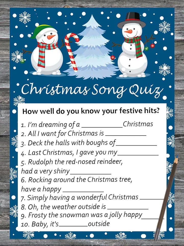 Christmas party games,Christmas Song Trivia Game Printable,Cute snowman ...